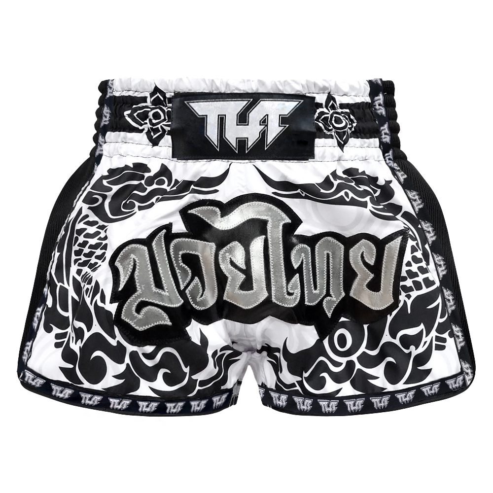 TUFF - 'The Great Hongsa' White Retro Muay Thai Shorts - TUFF Sport